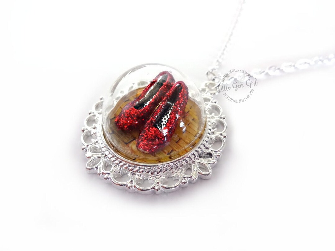 Ruby Red Slipper the Wonderful Wizard of Oz Necklace - Silver Victorian ...