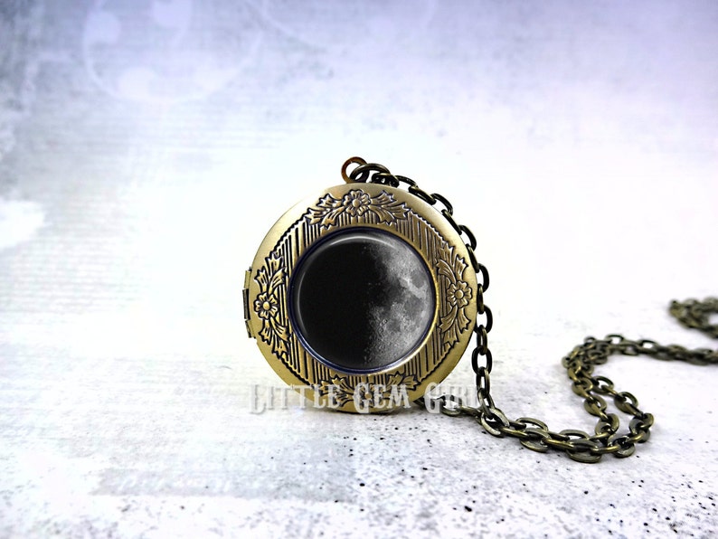 Moon Locket Necklace Glowing Moon Locket Glow in the Dark - Etsy