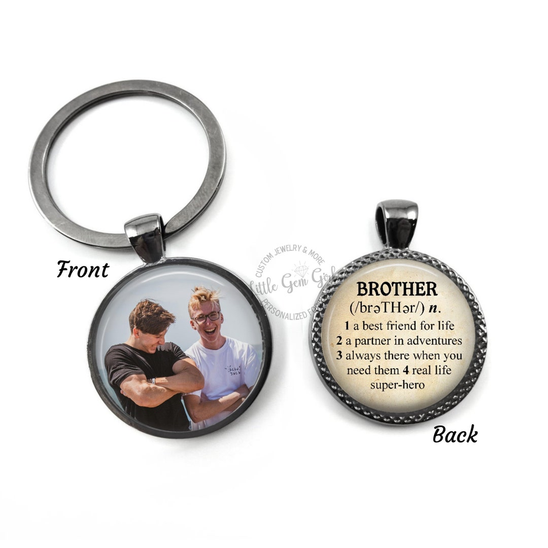 Brother Key Chain Charm - Double Sided Custom Photo & Dictionary ...