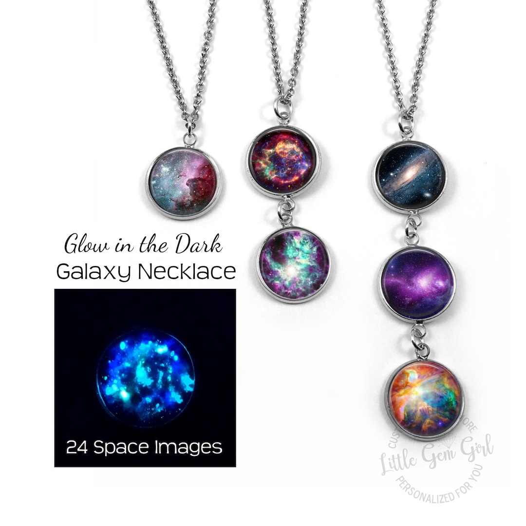 Customized Glow in the Dark Galaxy Necklace in Stainless Steel - Choose ...
