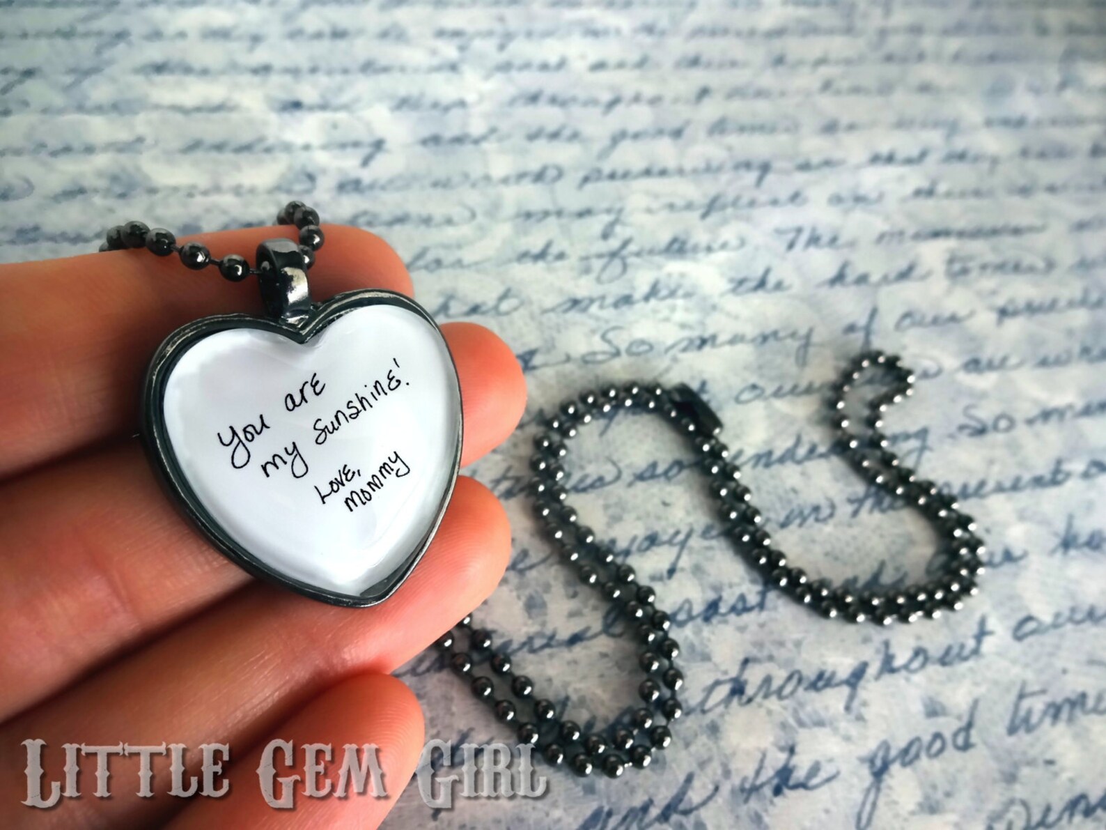 Custom Handwriting Heart Necklace Signature Jewelry - Etsy