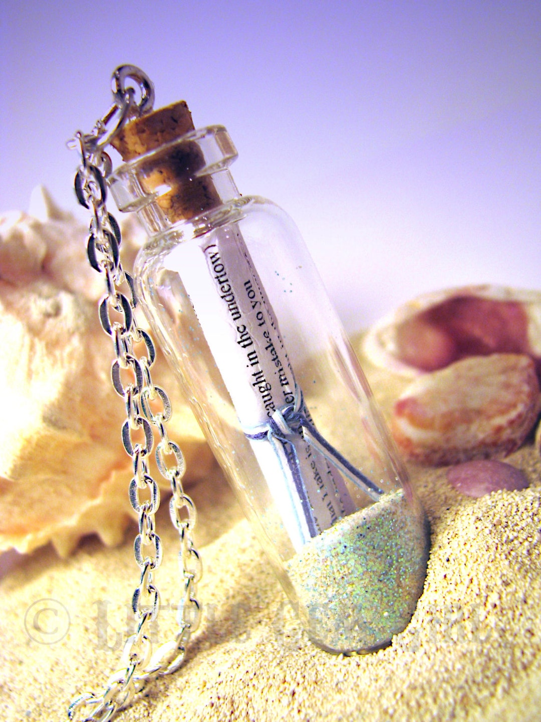 CUSTOM Message in a Bottle - Glass Bottle Cork Necklace - Love Note ...