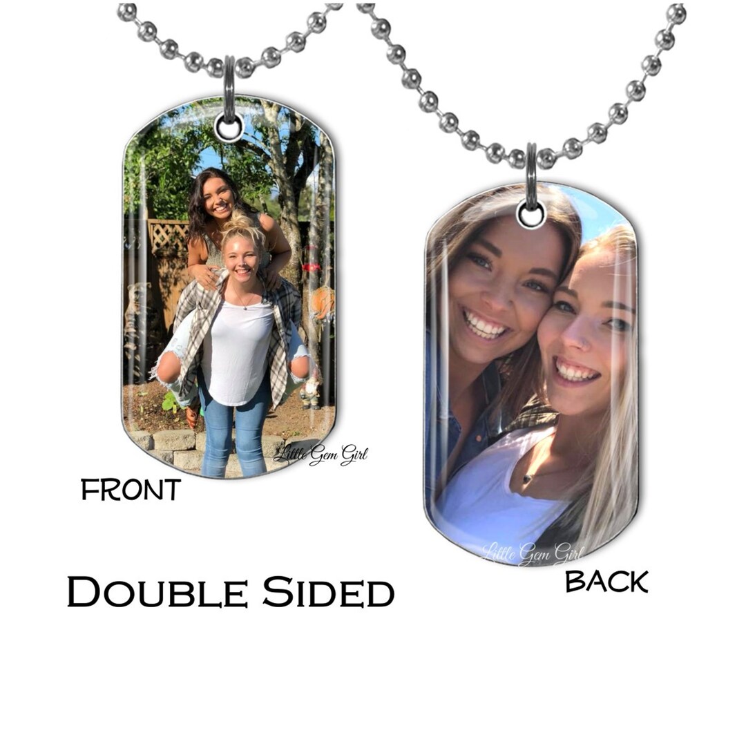 Custom Photo Double Sided Dog Tag Necklace - Best Friend Family Kids ...
