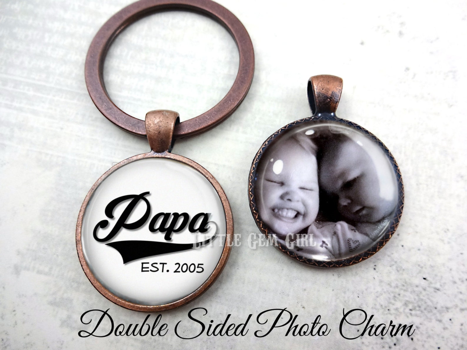 Father's Day Papa Key Chain 2 Sided Photo Keychain - Etsy