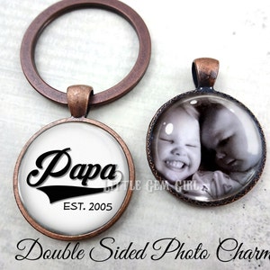 Father's Day Papa Key Chain 2 Sided Photo Keychain Double Sided ...