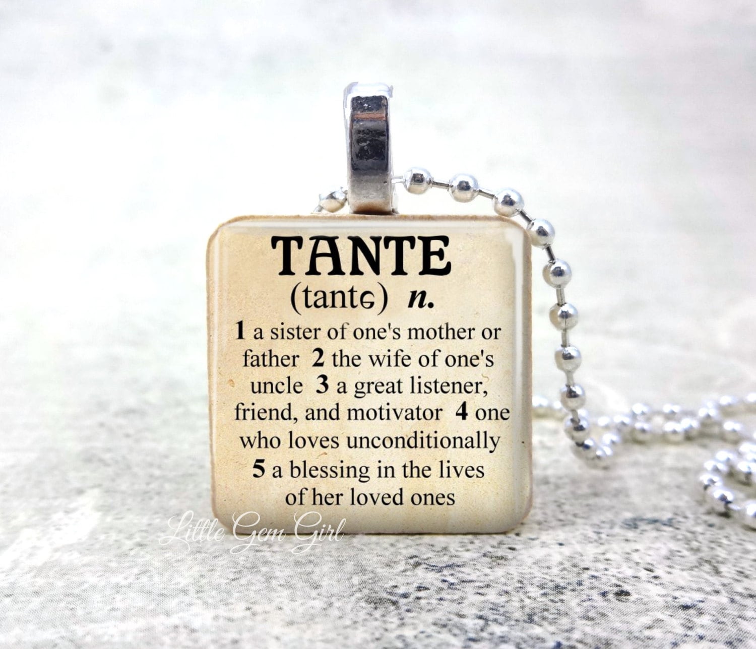 Tante Necklace Pendant Dictionary Definition in Antique Paper | Etsy