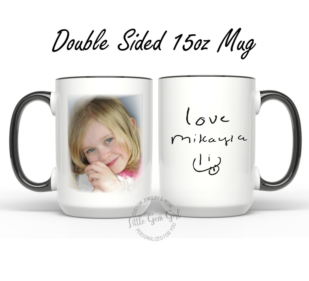 Handwriting Coffee Mug With Custom Photo - Actual Signature Coffee Cup ...