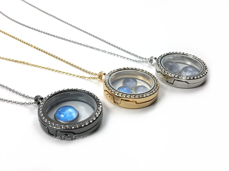 Custom Birth Moon Floating Locket Necklace Optional Rhinestones - 1 to ...