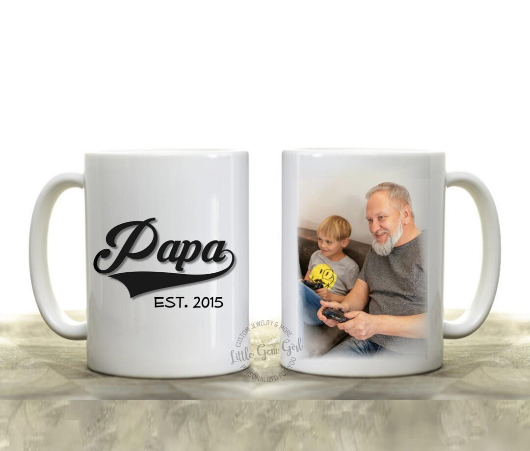 Custom Photo Papa Established Mug - Personalized Father's Day Coffee ...