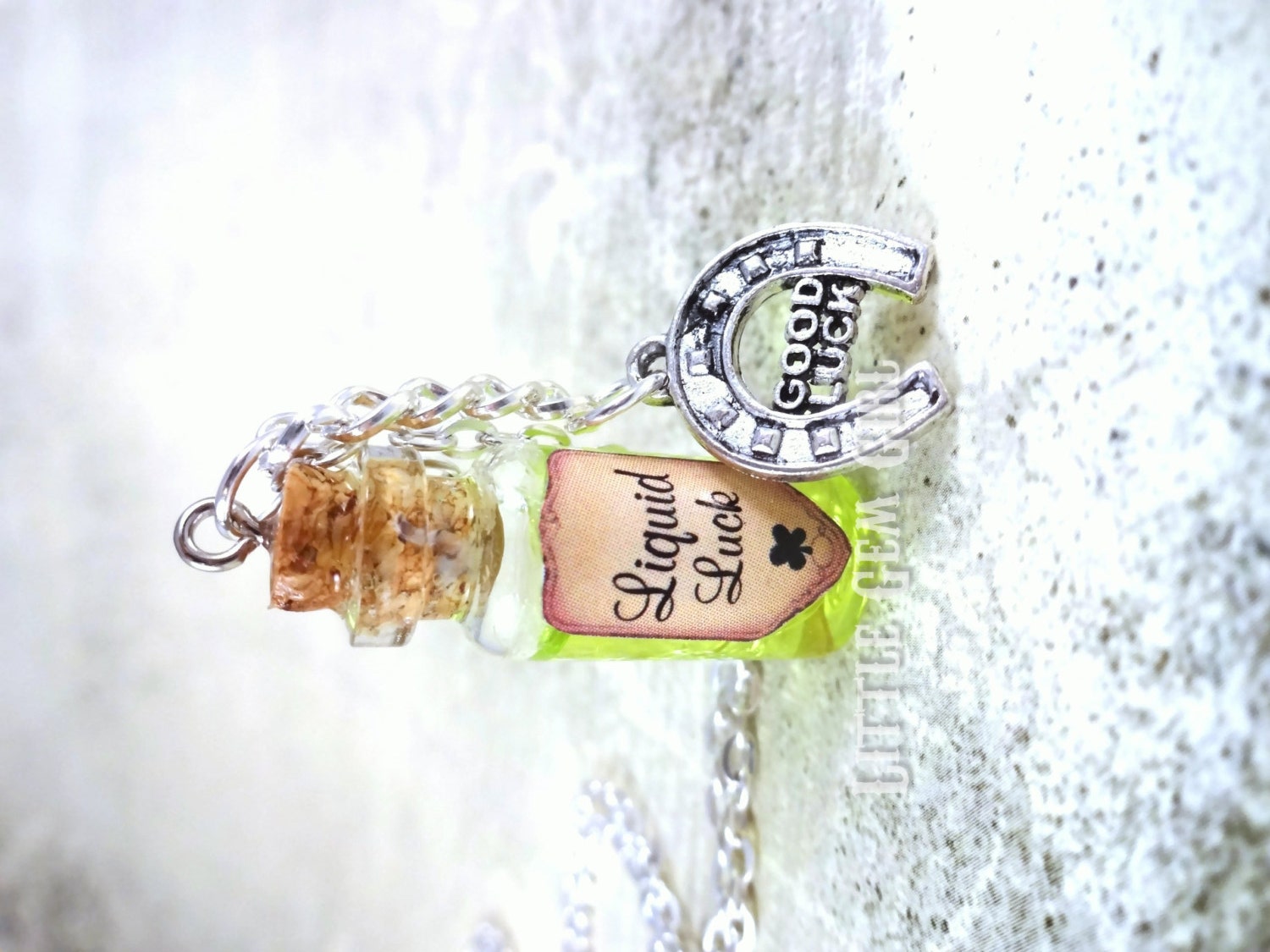 Liquid Luck Glass Bottle Necklace - Good Luck Charm - Magic Potion Vial ...
