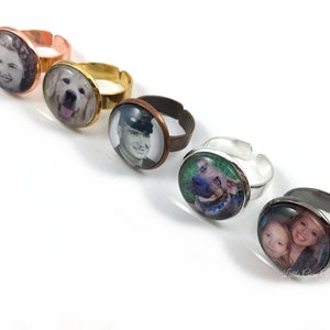 Custom Photo Ring in 5 Finishes - Silver, Rose Gold, Gunmetal, Gold or ...