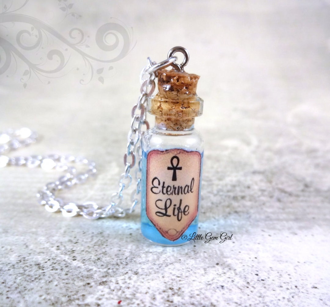 Eternal Life Bottle Necklace - Magic Potion Mini Glass Bottle Charm ...