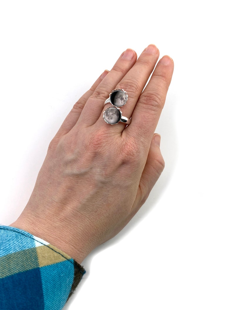 Glow in the Dark Custom Birth Moon Ring With Double Lunar Phases ...