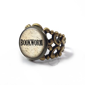 Customized Bookworm Ring in Adjustable Ring Band Unisex for Women and ...