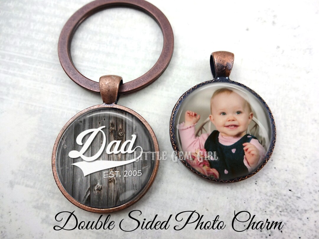 Father's Day Dad Key Chain Charm 2 Sided Photo Keychain - Etsy