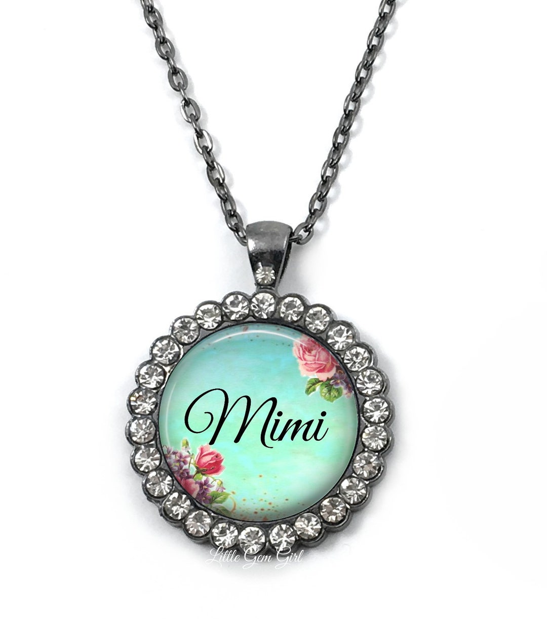 Mimi Necklace for Mothers Day - Mimi Jewelry - Rhinestone Mimi Pendant ...