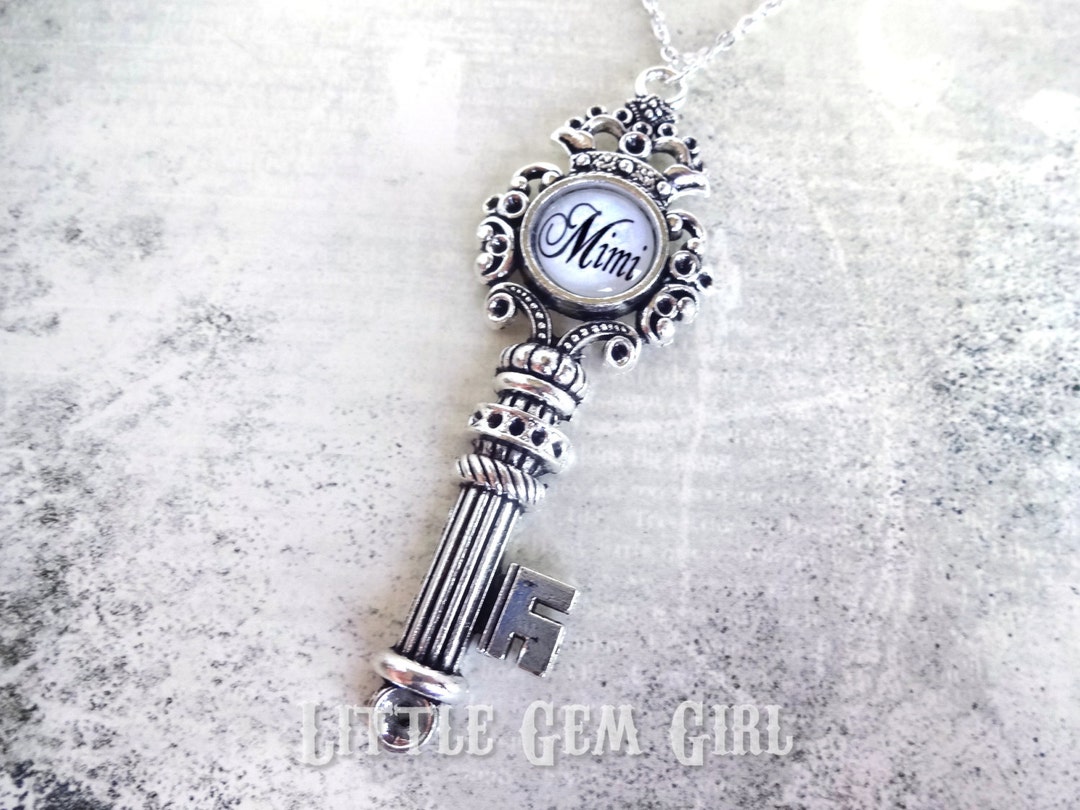 Custom Name Necklace Key to My Heart Silver Skeleton Key Charm ...