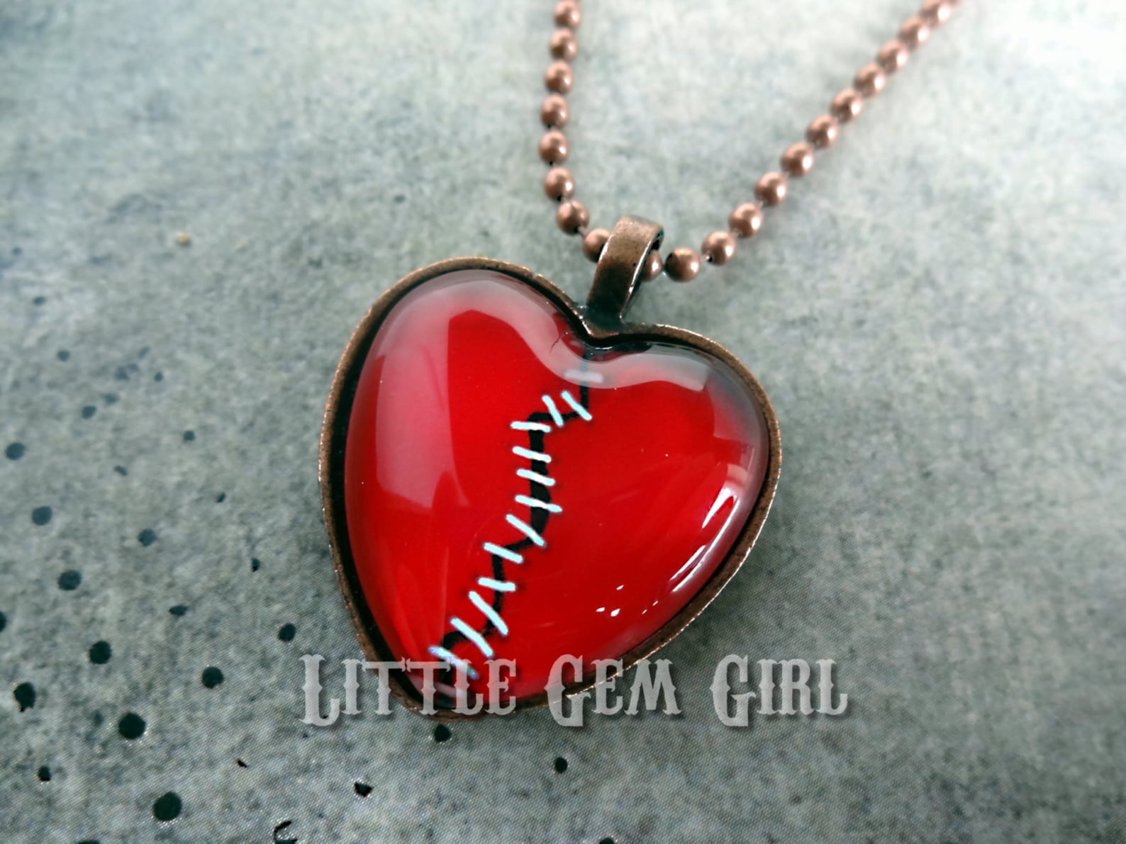 Valentine Day Stitched Broken Heart Necklace Love Hurts Red - Etsy