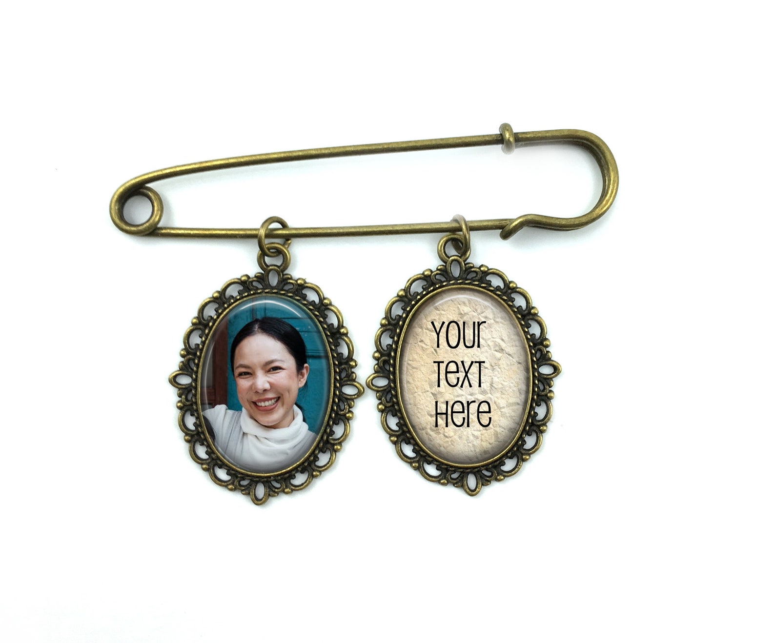 Oval Victorian Lapel Pin With Custom Photo and Personalized Text in ...