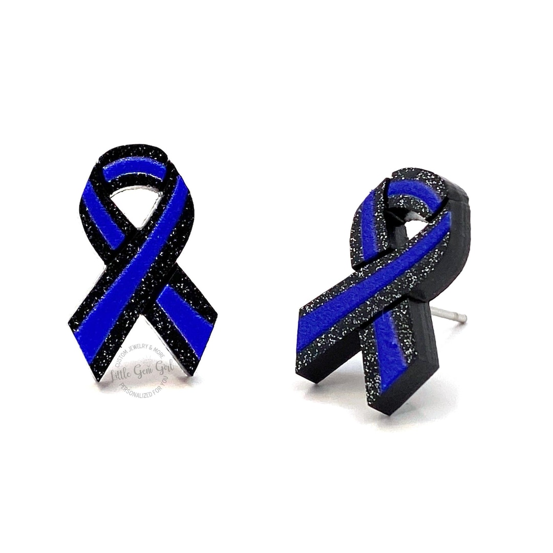 Fallen Police Officer Ribbon Earrings Titanium or Stainless Steel Posts ...
