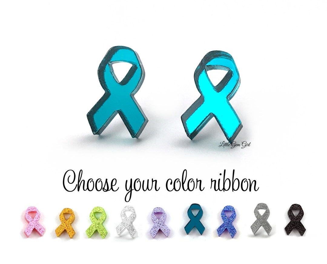 Teal Ribbon Earrings Titanium or Stainless Steel Posts Uterine Cancer ...