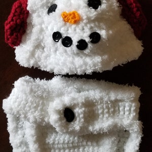Snow Man Diaper Set Diaper Cover is Adjustable and Snowman Hat Hat 3 to ...