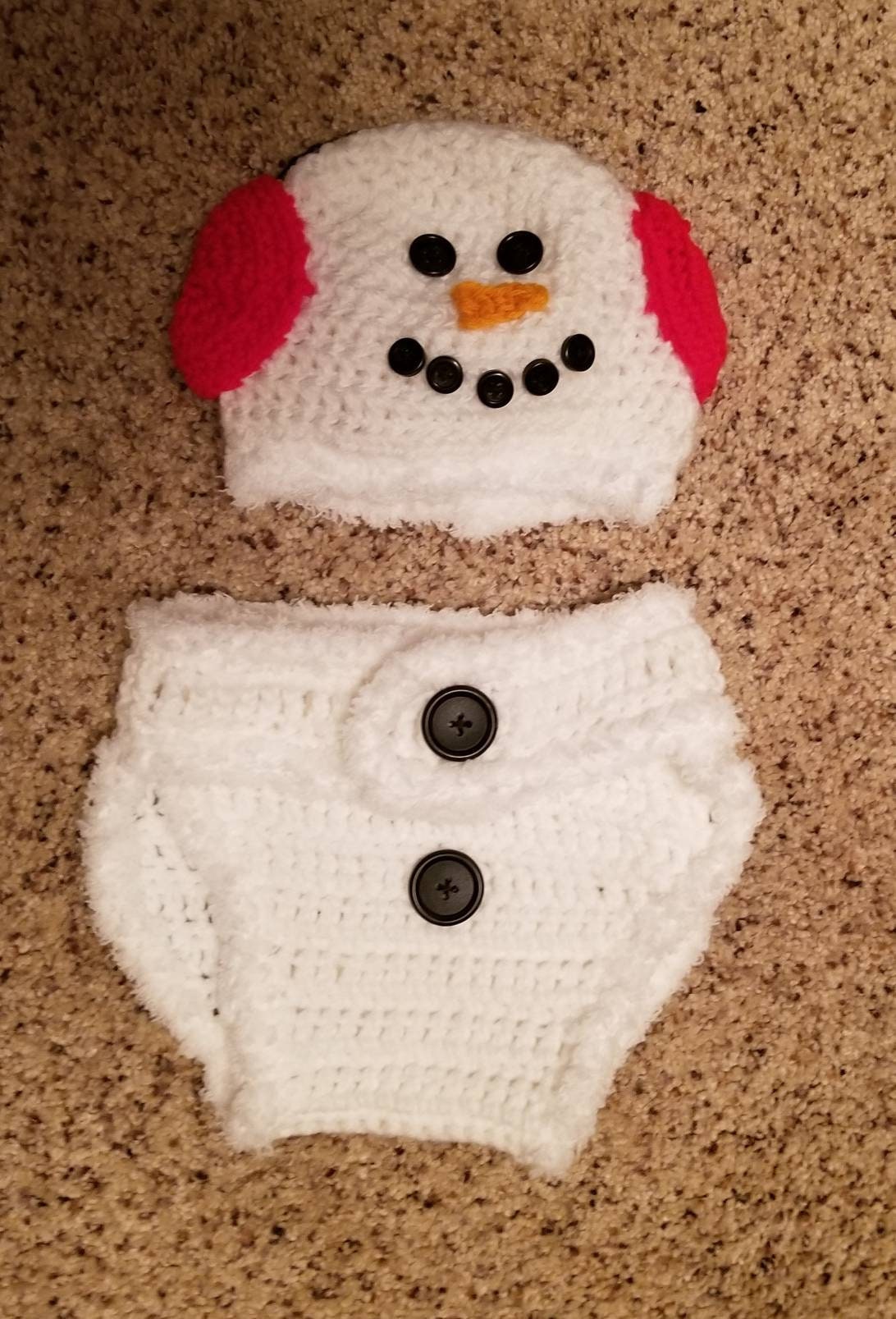 Snow Man Diaper Set Diaper Cover is Adjustable and Snowman Hat Hat 3 to ...