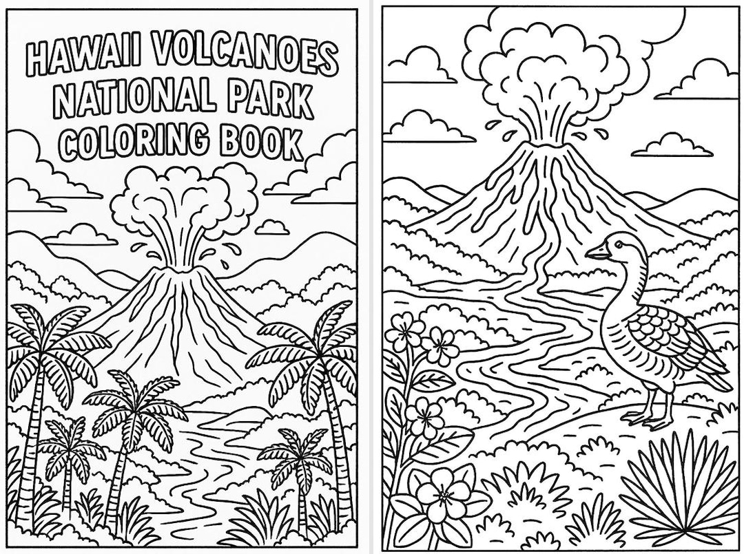 Hawaii Volcanoes National Park Coloring Book – Printable PDF - Etsy