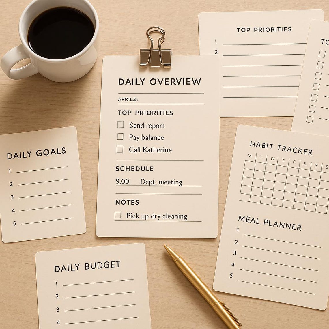 Minimalist Beige Daily Planner | Printable A4, US Letter (digital ...