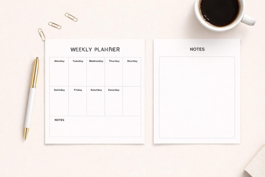 Minimal Weekly Planner Printable | Simple Weekly Schedule PDF | Instant ...