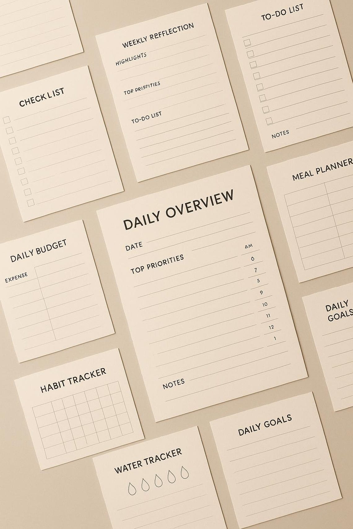Minimalist Beige Daily Planner | Printable A4, US Letter (digital ...