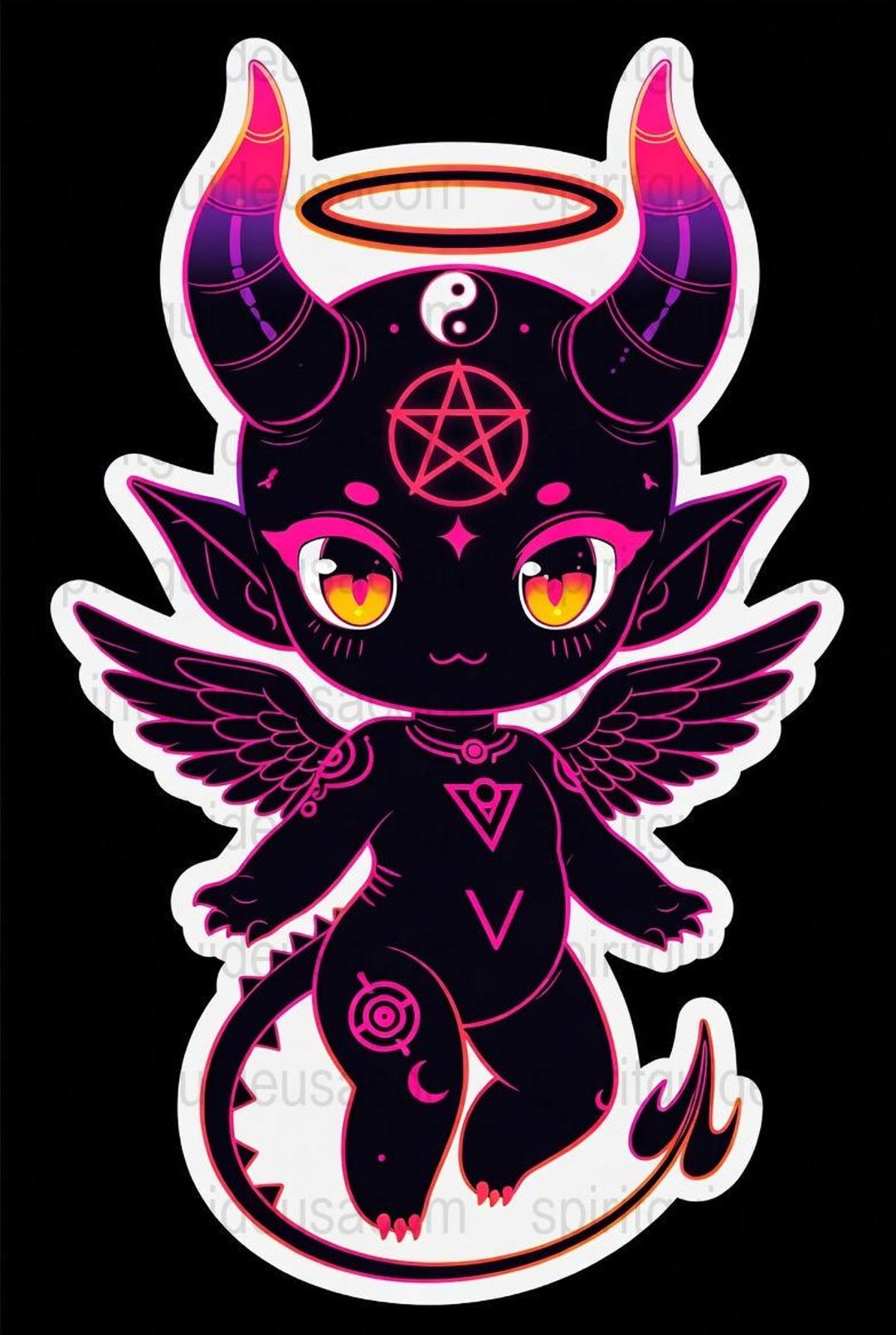 Cute Devil Sticker, Angel Devil Sticker, Pastel Goth Sticker, Occult ...