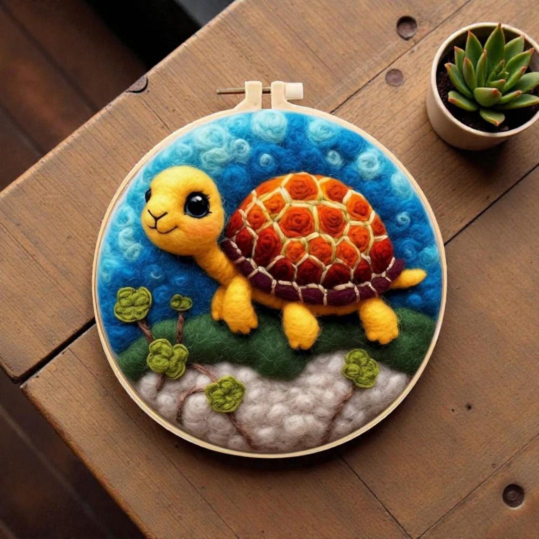 Cute Turtle Needle Felting Kit, DIY Needle Felting Animal Craft ...