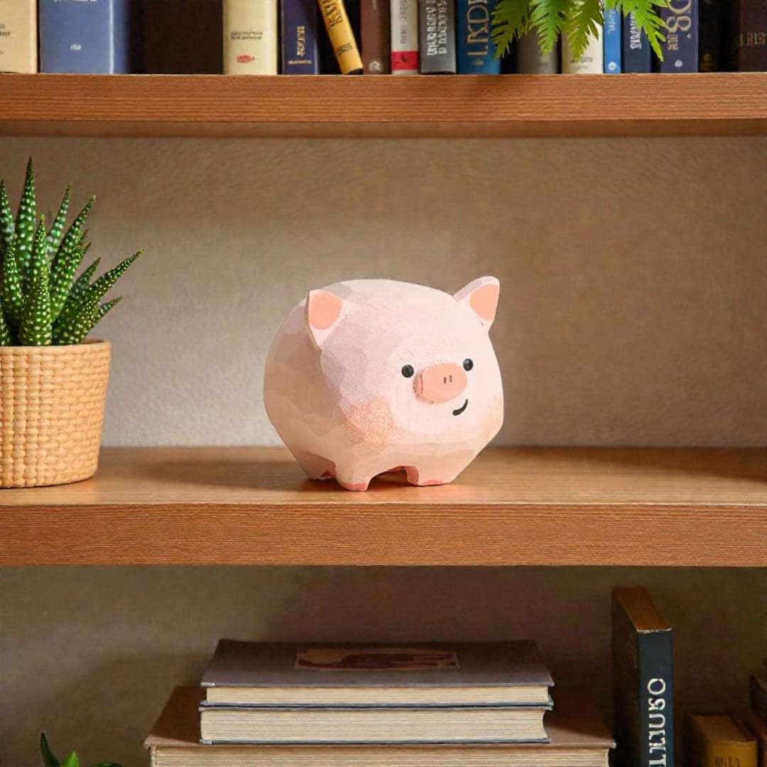 Hand Carved Wooden Pig Figurine, Cute Rustic Farm Animal Decor, Hand ...