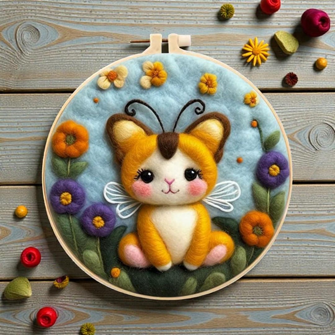 Cute Butterfly Fox Needle Felting Kit, DIY Woodland Animal Wool Felting ...