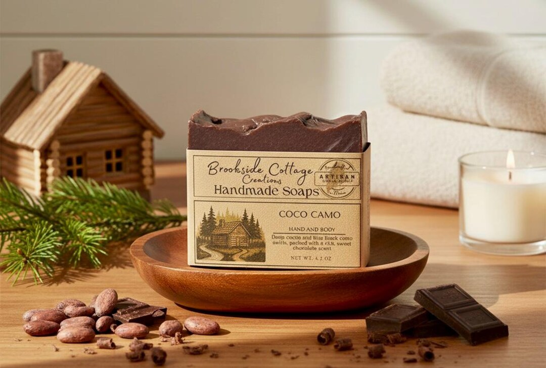 Handmade Cocoa Camo Cold Process Soap Bar | Chocolate Scent - Etsy