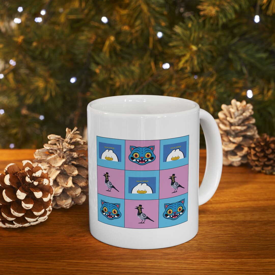 K-pop Derpy & Sussie Mug | Cute Cartoon Grid Mug | Colorful K-pop ...