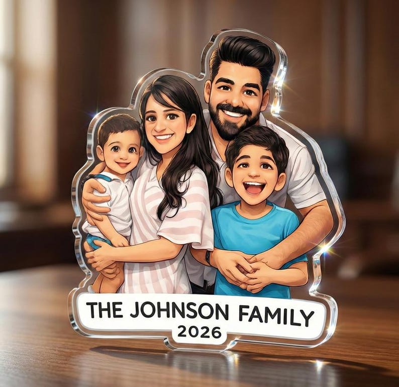 Personalized Family Photo Standee , Custom Cartoon Family Portrait ...