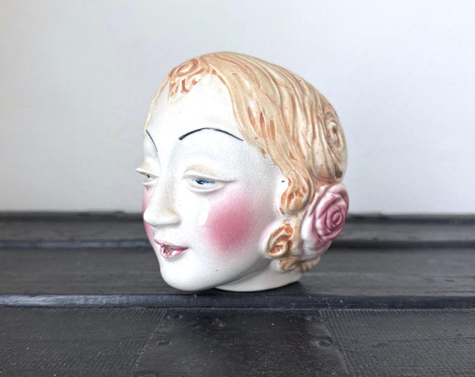 Vintage Porcelain Lady String Dispenser Japan Sewing Room Holder Yarn ...
