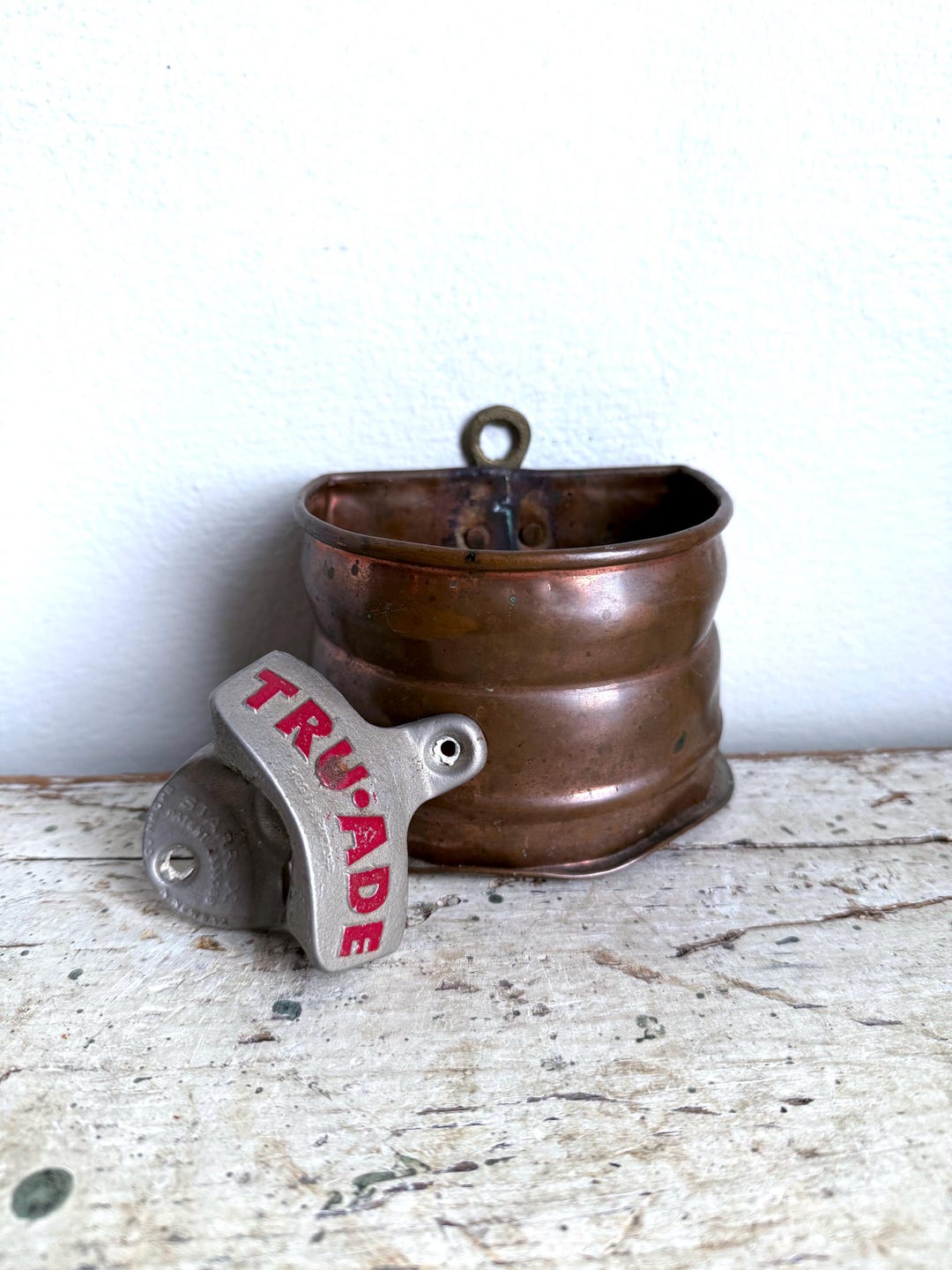 Vintage Tru-ade Bottle Opener With Copper Cap Catcher | Rustic Bar ...