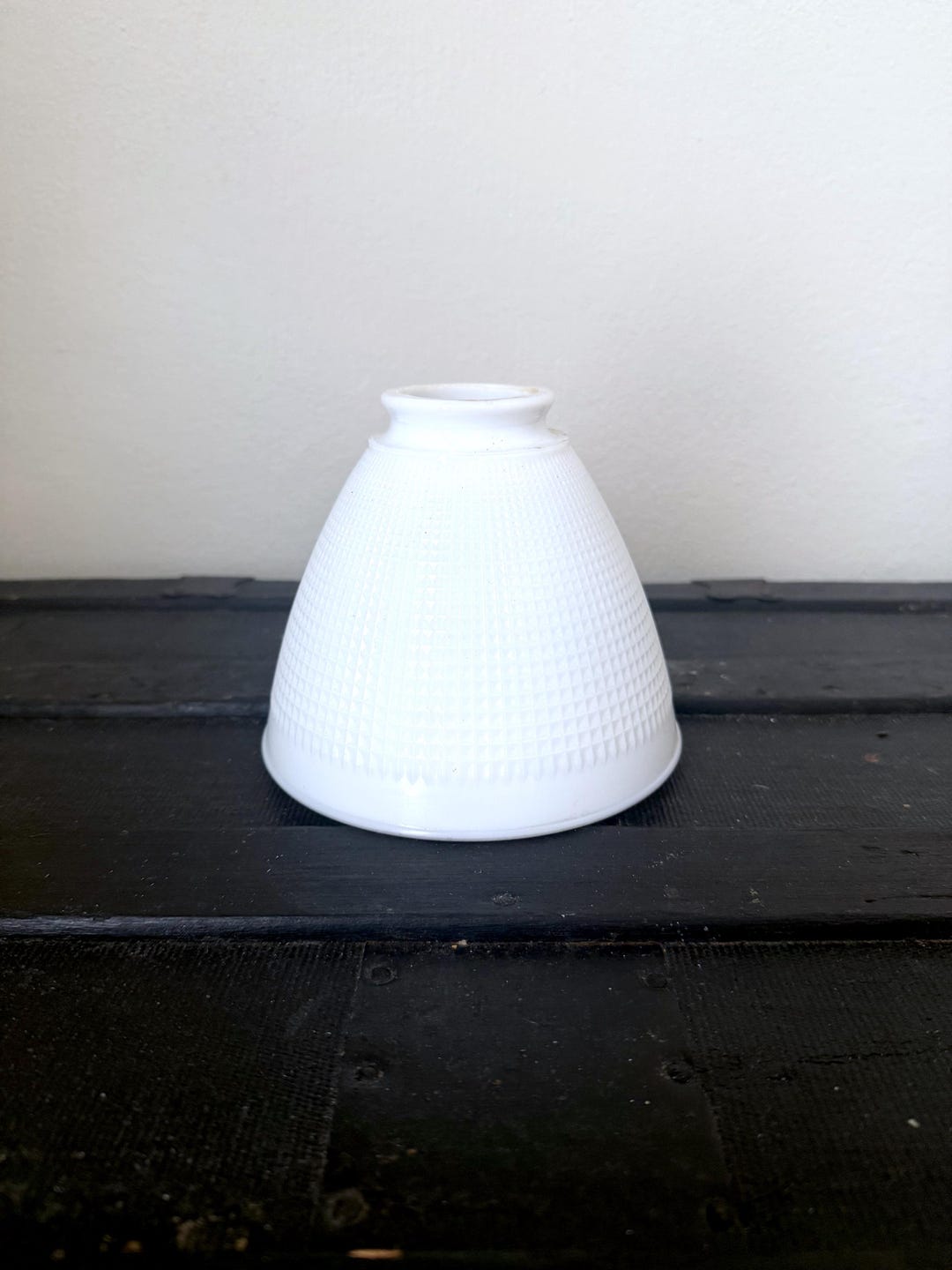Vintage Milk Glass Lamp Shade | Waffle Pattern Lighting | Mid-century ...