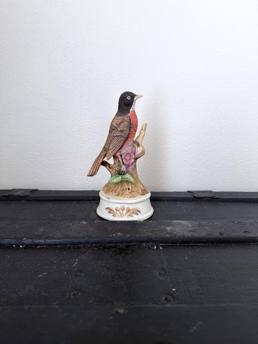 Vintage Bisque Porcelain Robin Bird Music Box | Collectible Figurine ...