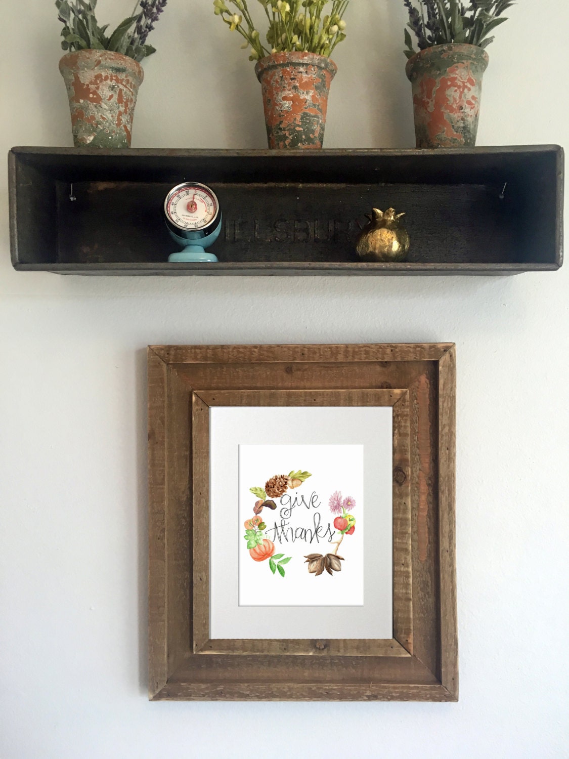Botanical Print: "give Thanks" - Home Decor, Thanksgiving Decor ...