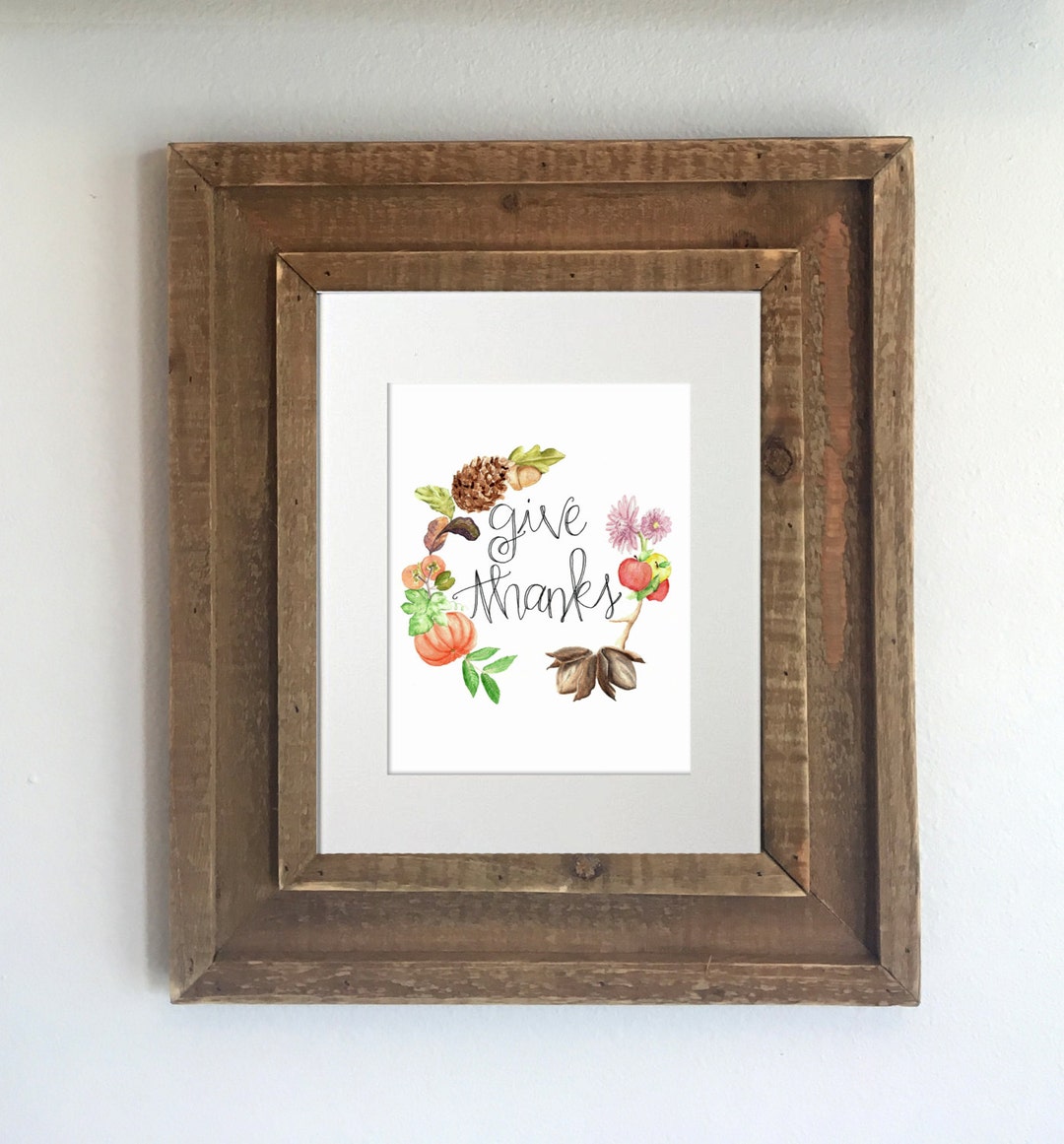 Botanical Print: "give Thanks" - Home Decor, Thanksgiving Decor ...
