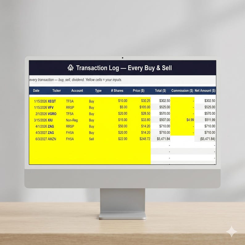 Investment Portfolio Tracker Excel | Canadian Stock ETF & Dividend ...