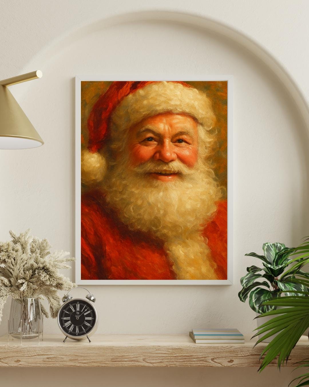 Vintage Santa Portrait Print | Rustic Christmas Wall Art (digital ...