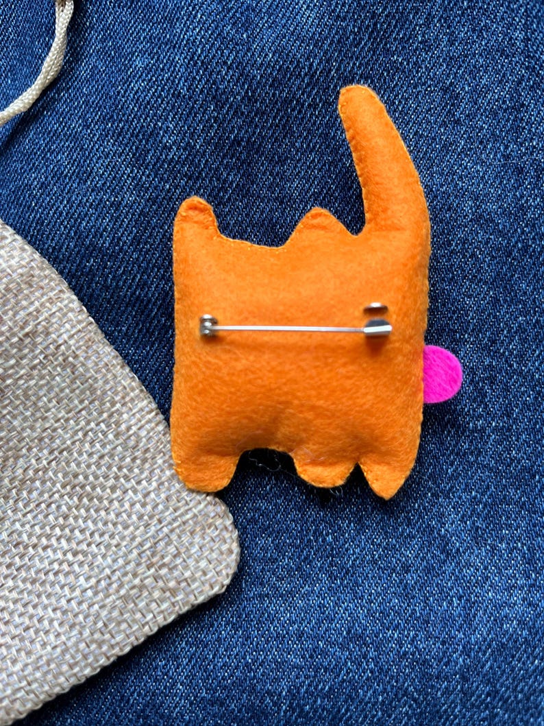 Handmade Orange Cat Felt Brooch, Fabric Kitty Pin Gift for Daughter ...