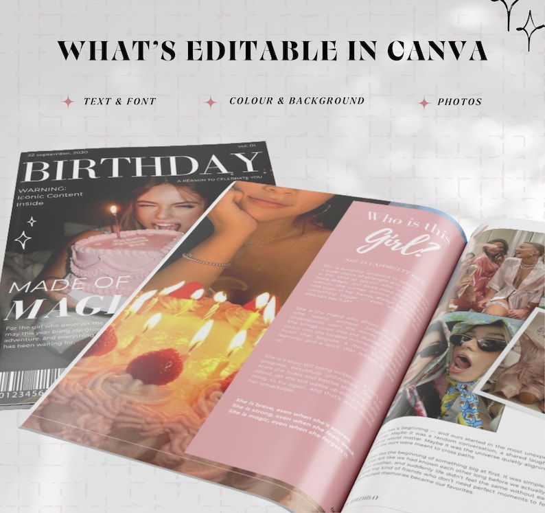 Birthday Magazine Template, Customizable Gift, Canva (digital Download ...