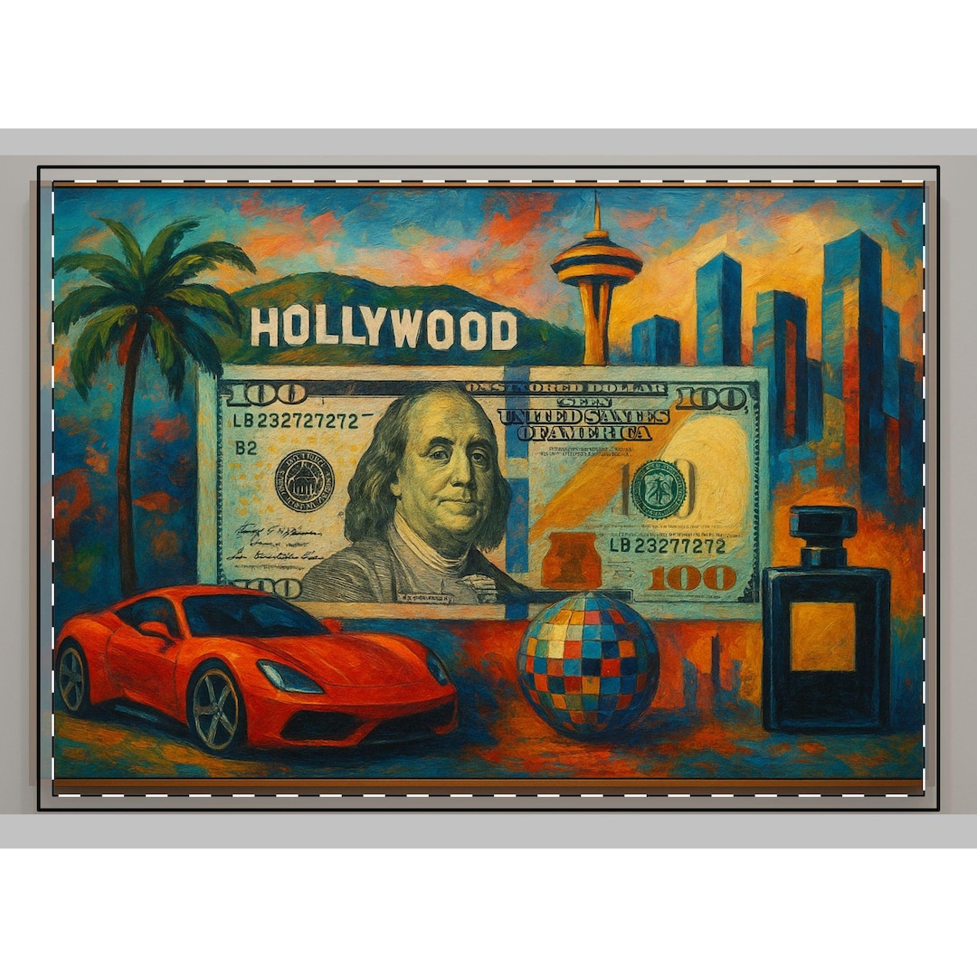 Hollywood Money Collage Rug | Cinema Car Perfume Palm Trees - Etsy