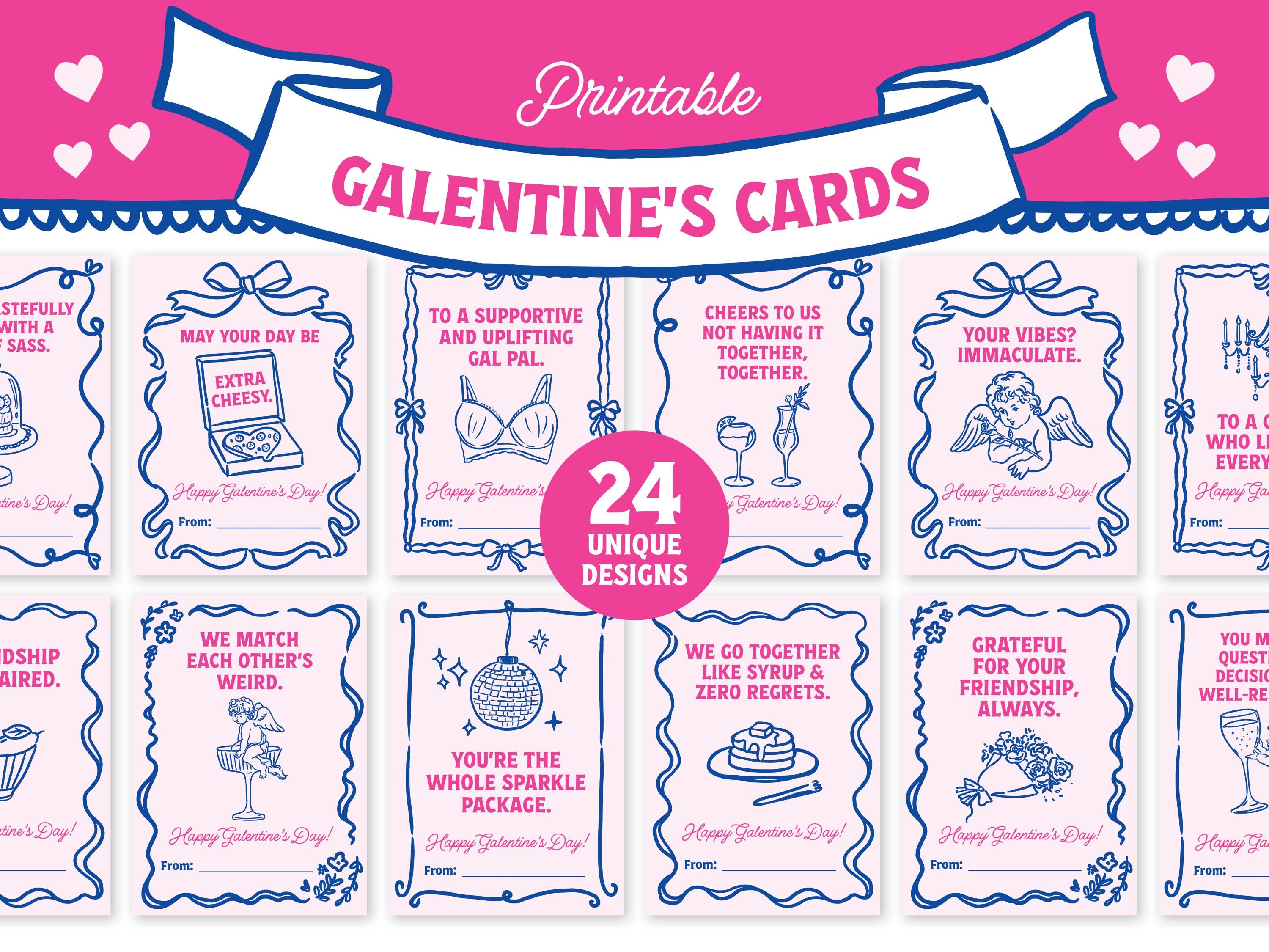 Small Galentines Cards Printable for Galentine's Day, Instant Digital ...
